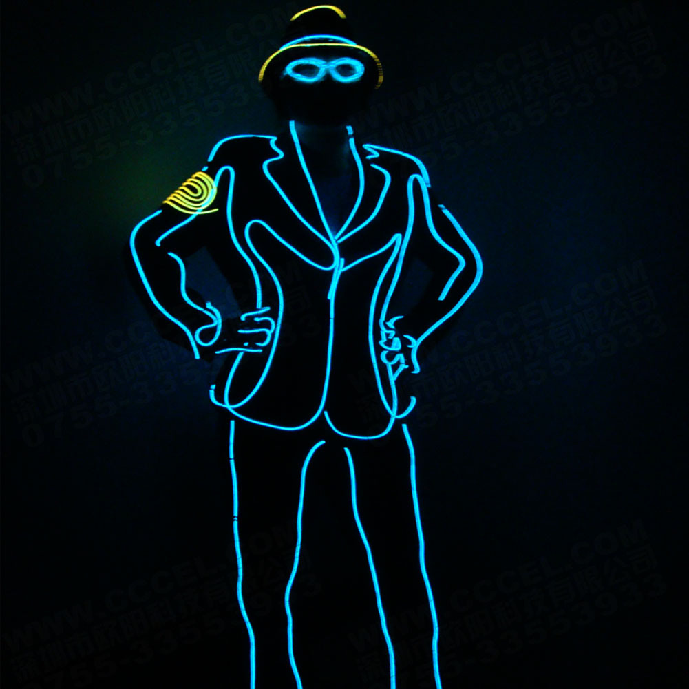 LED Neon EL Wire Tube Costumes Luminous Clothes Dancing Party Stage ...