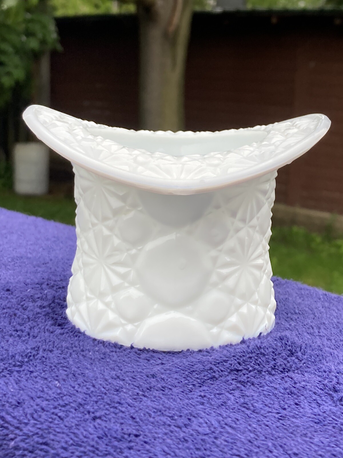 Vintage Fenton Glass Daisy and Button Pattern White Milk Glass Top Hat ...