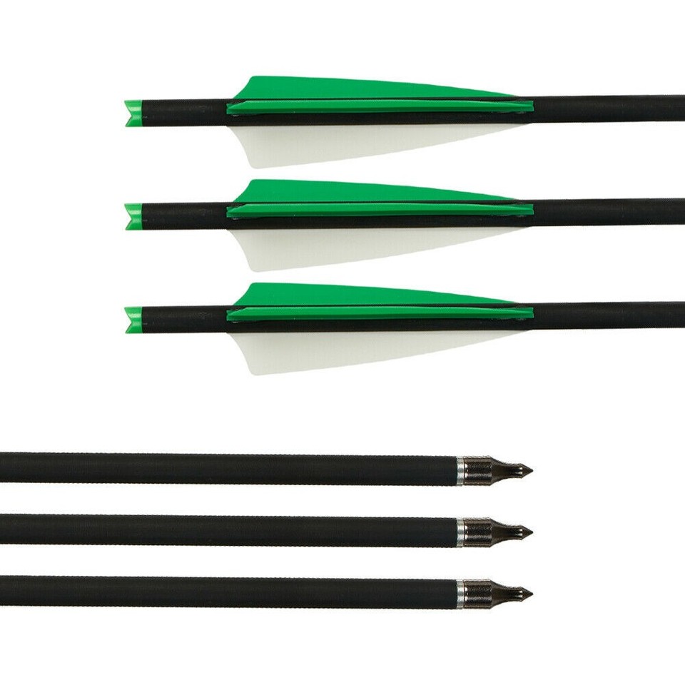12x 20 inch Archery Carbon Arrows Crossbow Bolts+LED Nocks+Quiver ...