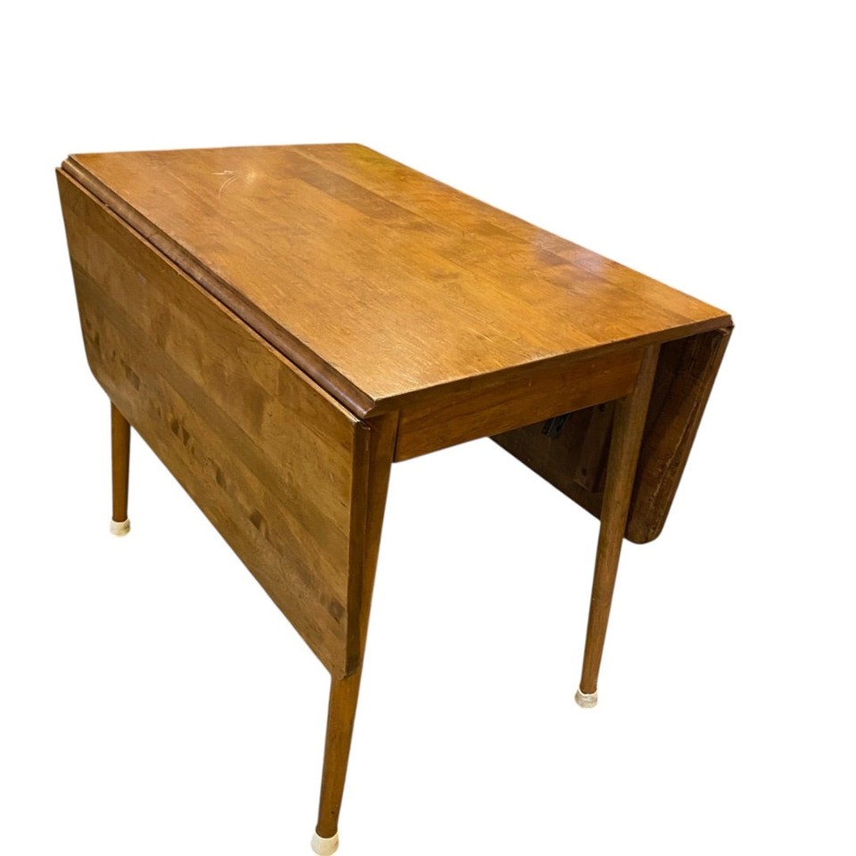 Vintage Solid Wood Drop Leaf Table MidCentury 52.5 x 36 Inches | eBay