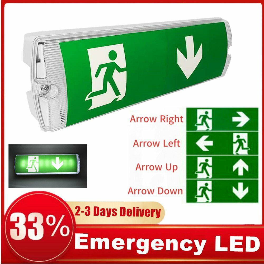 LED EMERGENCY LIGHT BULKHEAD EXIT SIGN MAINTAINED OR NON MAINTAINED ...