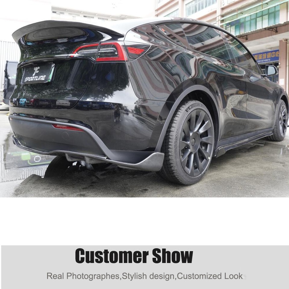 Fit For Tesla Model Y 2019-23 Real Carbon Fiber Rear Bumper Diffuser ...