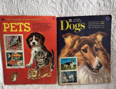 Vintage The Golden Stamp Book of Dogs 1973 and Pets 1972 Golden Press ...