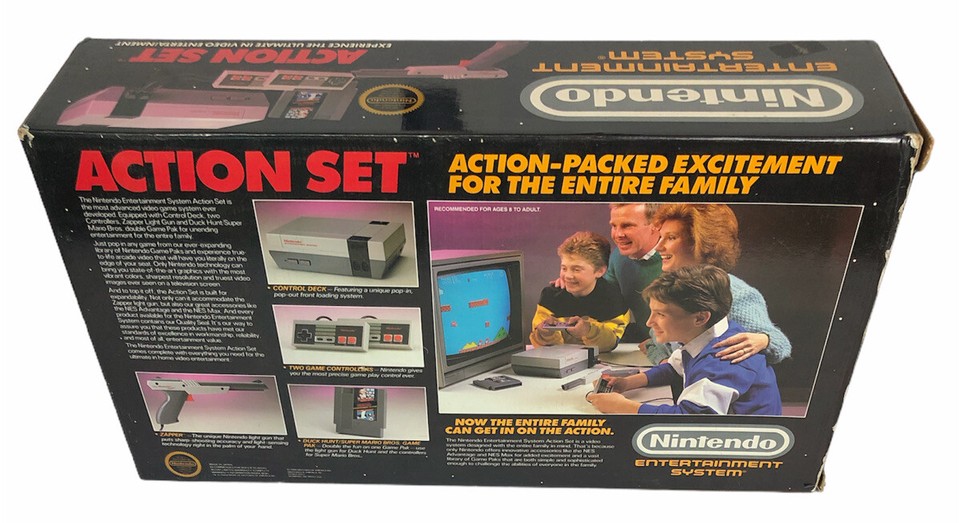 RARE Original 1988 Nintendo NES Action Set Gray Console With Box Tested ...