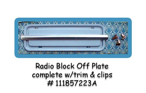 VW TYPE 1 BUG 1958 TO 1967 DASH BOARD RADIO BLOCK OFF DELETE PLATE IN ...