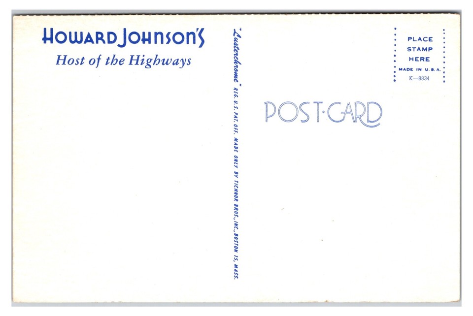 Vintage 1960s- Howard Johnson's - Boston, Massachusetts Postcard ...