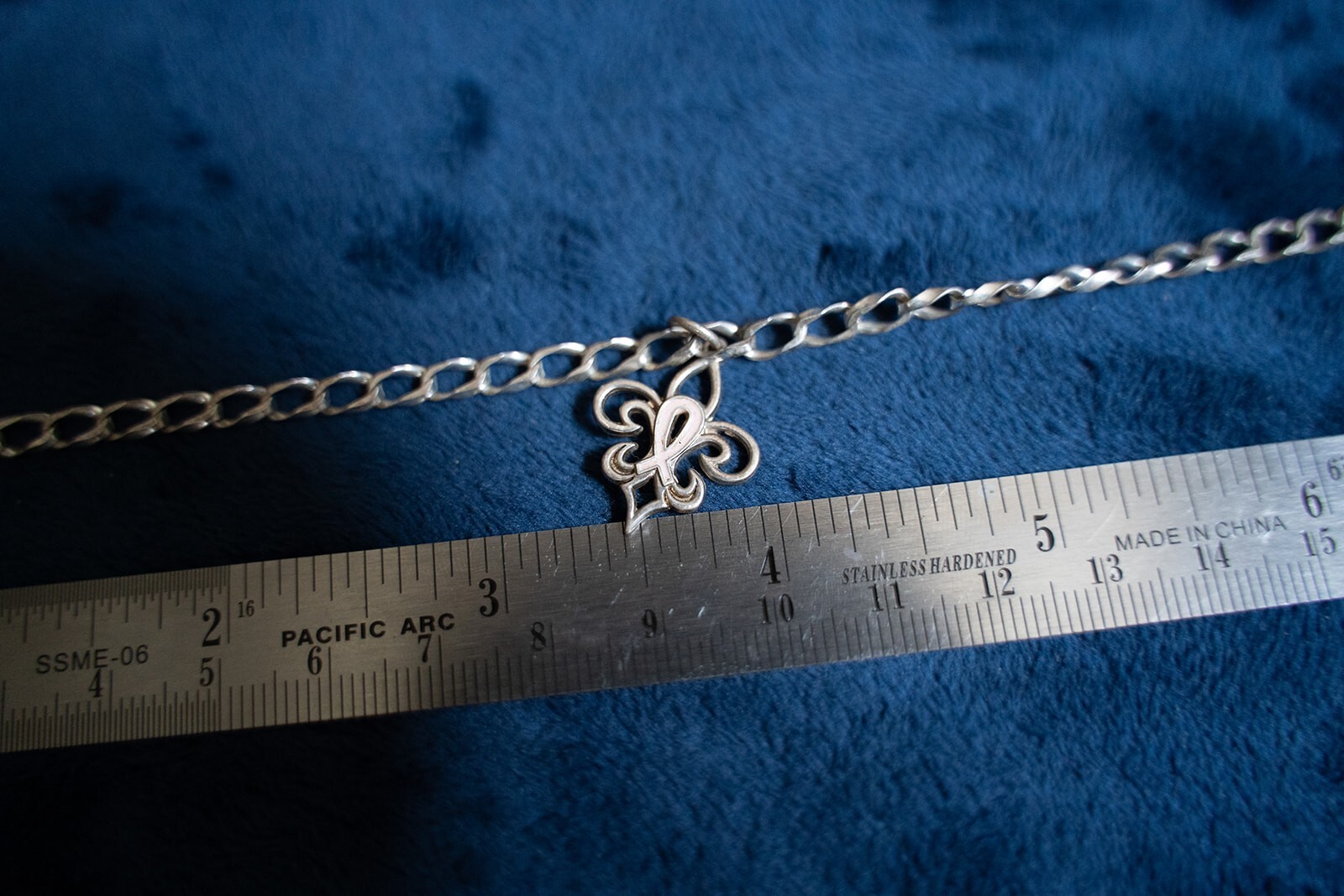 fleur de lis breast cancer ribbion charm bracelet italy 925 MM signed ...