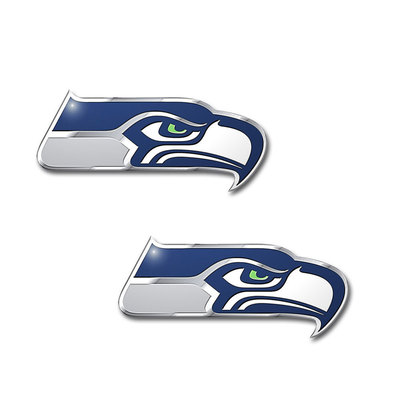 NFL 2pc Seattle Seahawks Auto Car Truck 3D Aluminum Color Emblem Decal ...