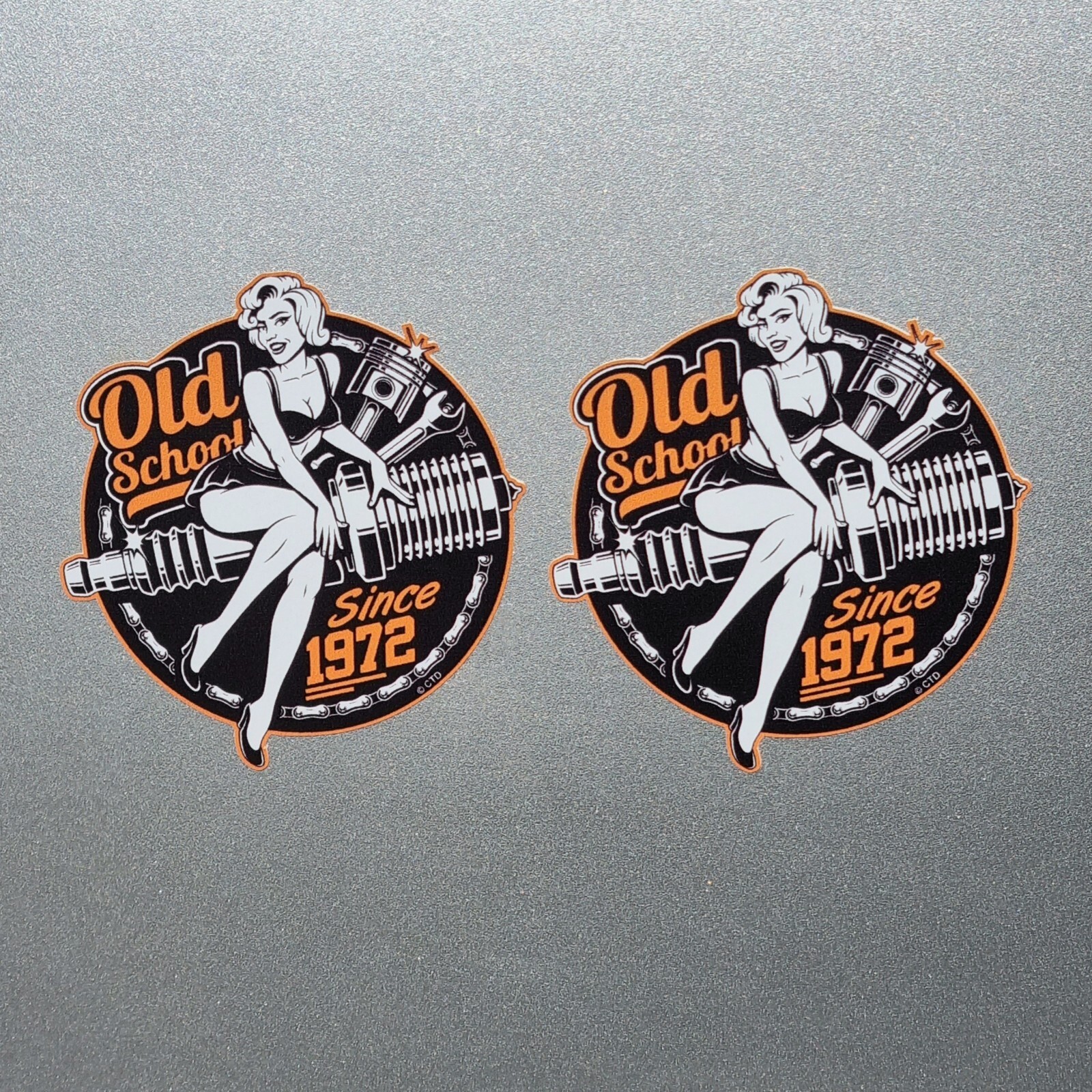 2x Small 1972 Old School Pinup Girl Mechanic Vinyl Sticker Decal ...