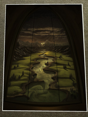 Gothic River Landscape Stained Glass Style Poster 18x24in | eBay