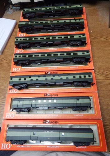 7) OLD RIVAROSSI ERIE PASSENGER CAR TRAIN SET IN BOXES HO SCALE W/BOX ...