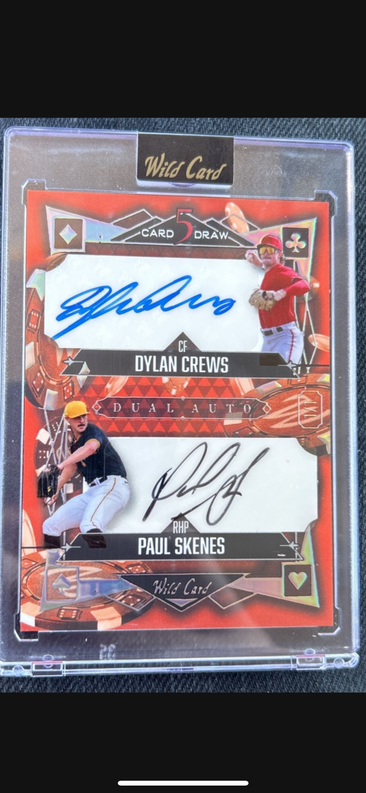 1/1 PAUL SKENES DYLAN CREWS 2024 Wild Card 5 Card Draw Rookie Dual Auto ...