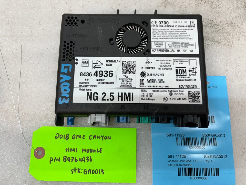 17-19 GMC CANYON CHEVROLET COLORADO OEM 2.5 HMI RADIO NAVIGATION MODULE ...