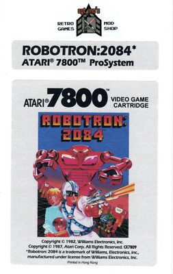 Atari 7800 Replacement Label - Robotron: 2084 [Custom Color] | eBay