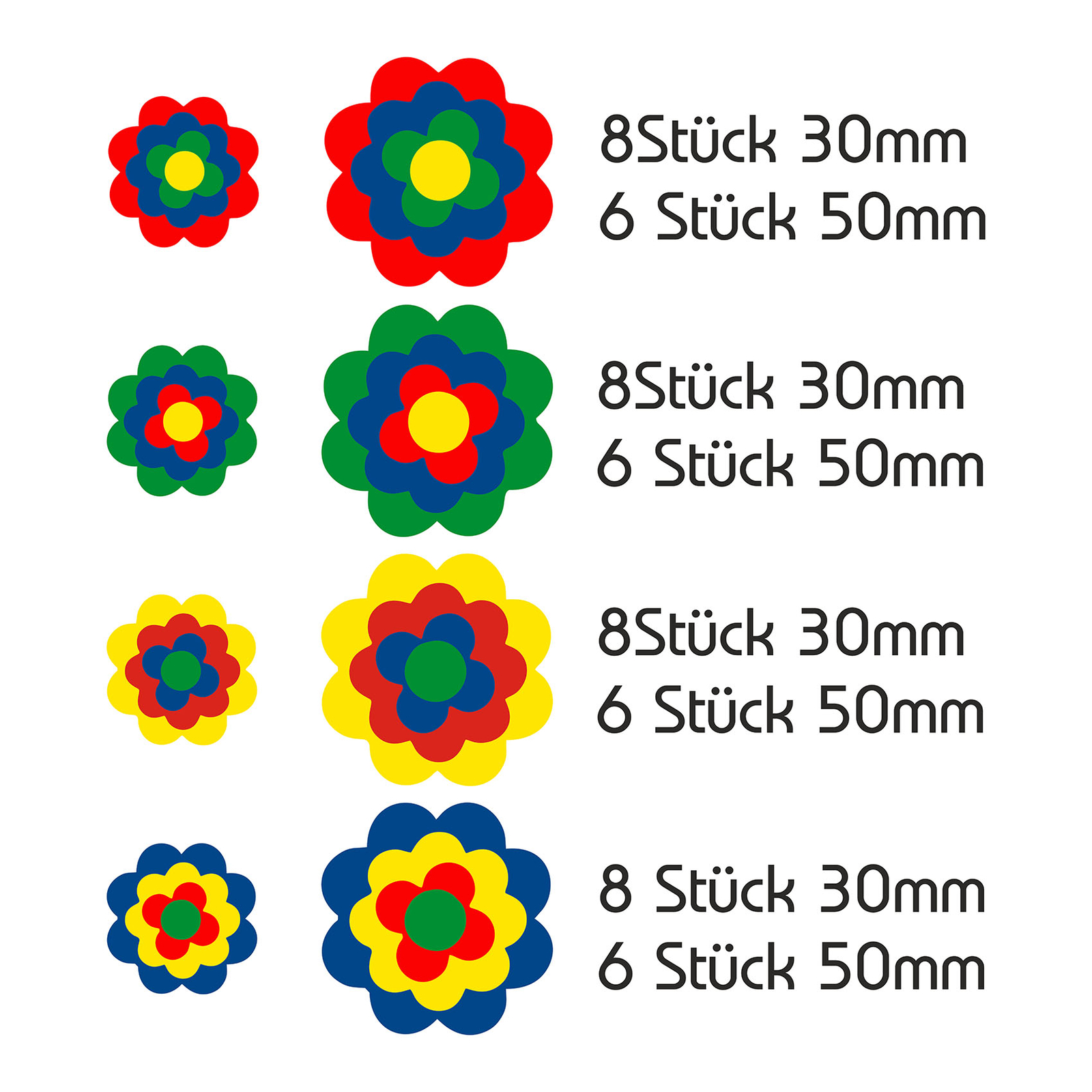 56 Stk. Pril Blumen Aufkleber Bunt Glanz Sticker Selbstklebend Retro ...