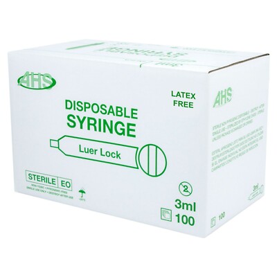 AHS 3ml 3cc Luer Lock Syringe, 1000/Case, Syringe Only No Needle | eBay