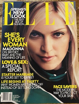 Vintage Rare Elle Magazine February 2001 Madonna E Jean Y2K Fashion ...