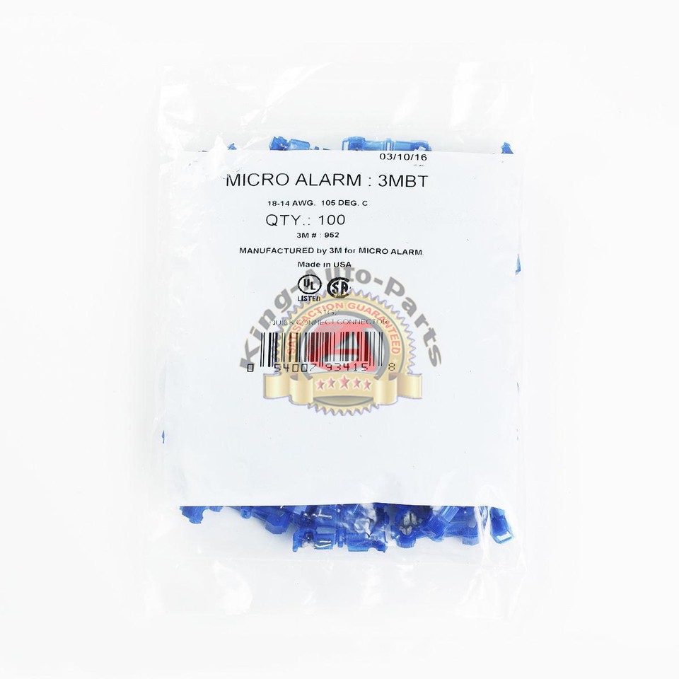 3M 952 T-TAP Quick Disconnect Wire Connector Blue 16-14 Ga Gauge ...