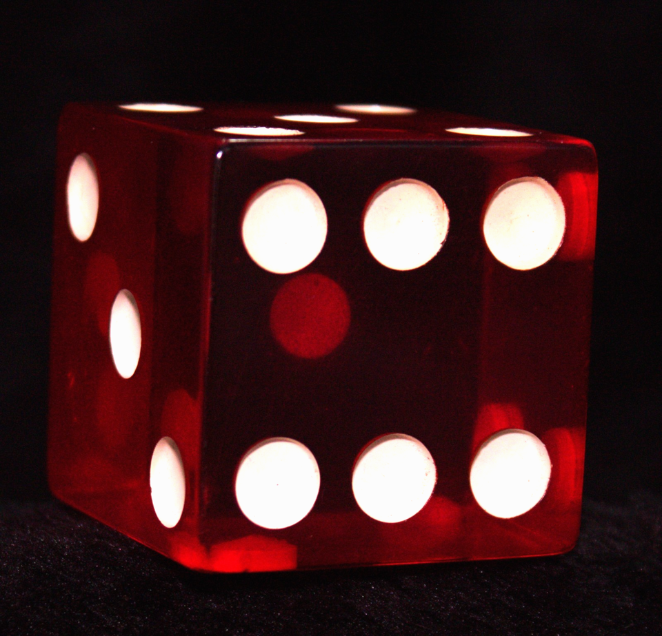 Acrylic Red 1.5" Transparent Die Solid 62g Display Cube w/ Concave Pips ...