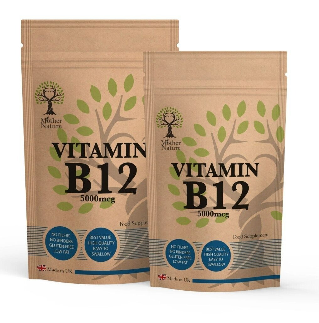 Vitamin B12 High Strength 5000mcg Capsules B12 Supplement Vit B12 ...