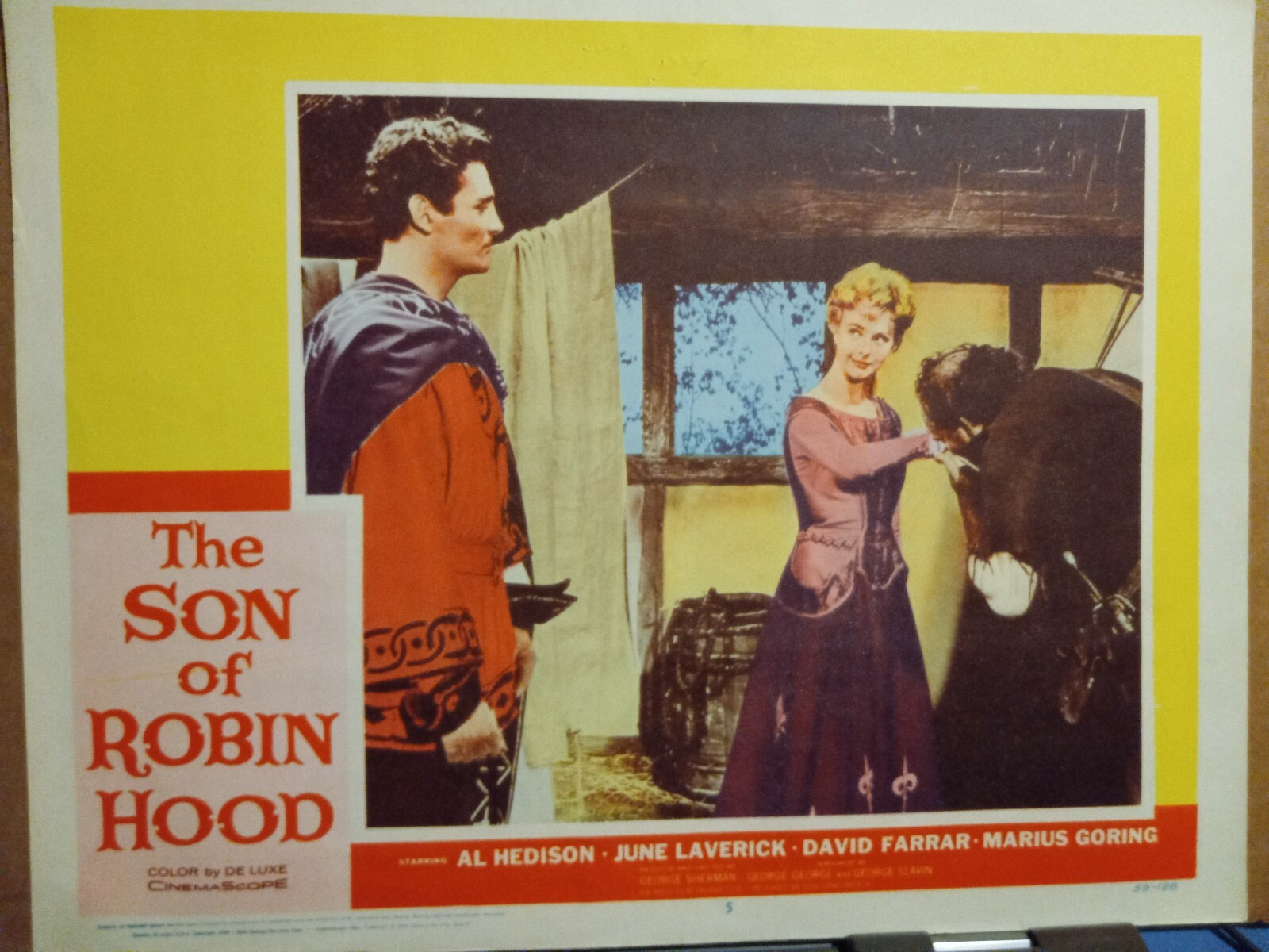 Lobby Card 1959 SON OF ROBIN HOOD Al Hedison June Laverick kissed hand ...