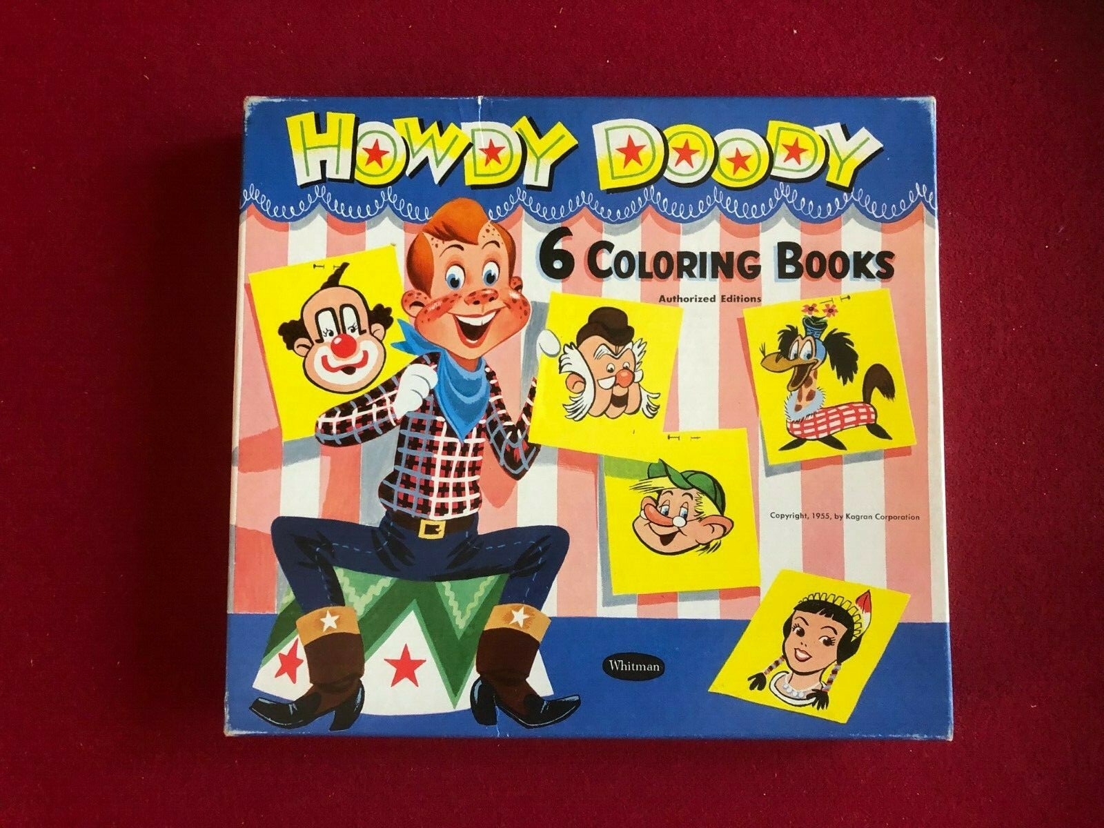1955, Howdy Doody, "Un-Used" Coloring Books (6) w/ Display Box (Scarce ...