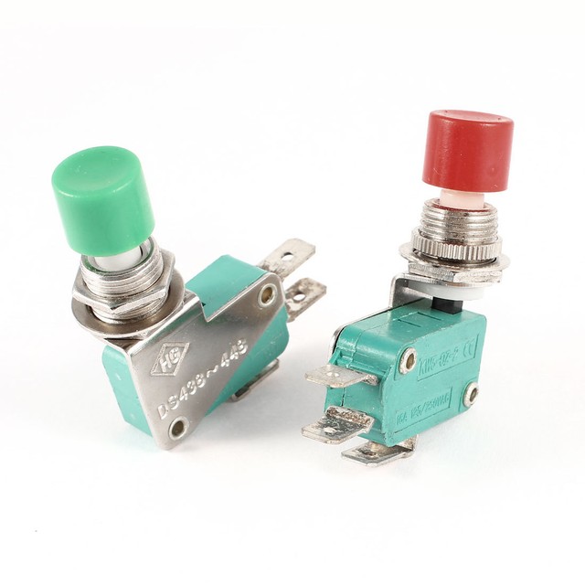 2 Pcs Ds438-448 Red Green SPDT Micro Push Button Switch 16a 125/250v AC ...