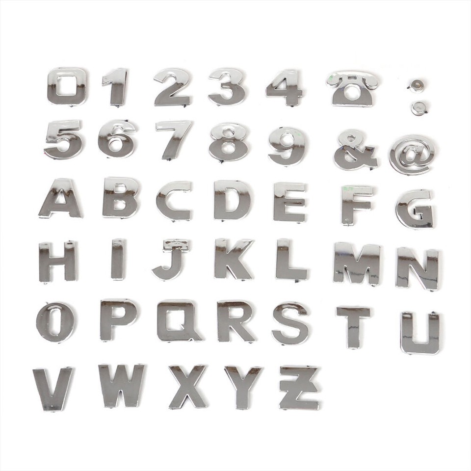 40pcs 3D Chrome Metal Letter Numbers Emblem Badge Decal DIY Sticker ...