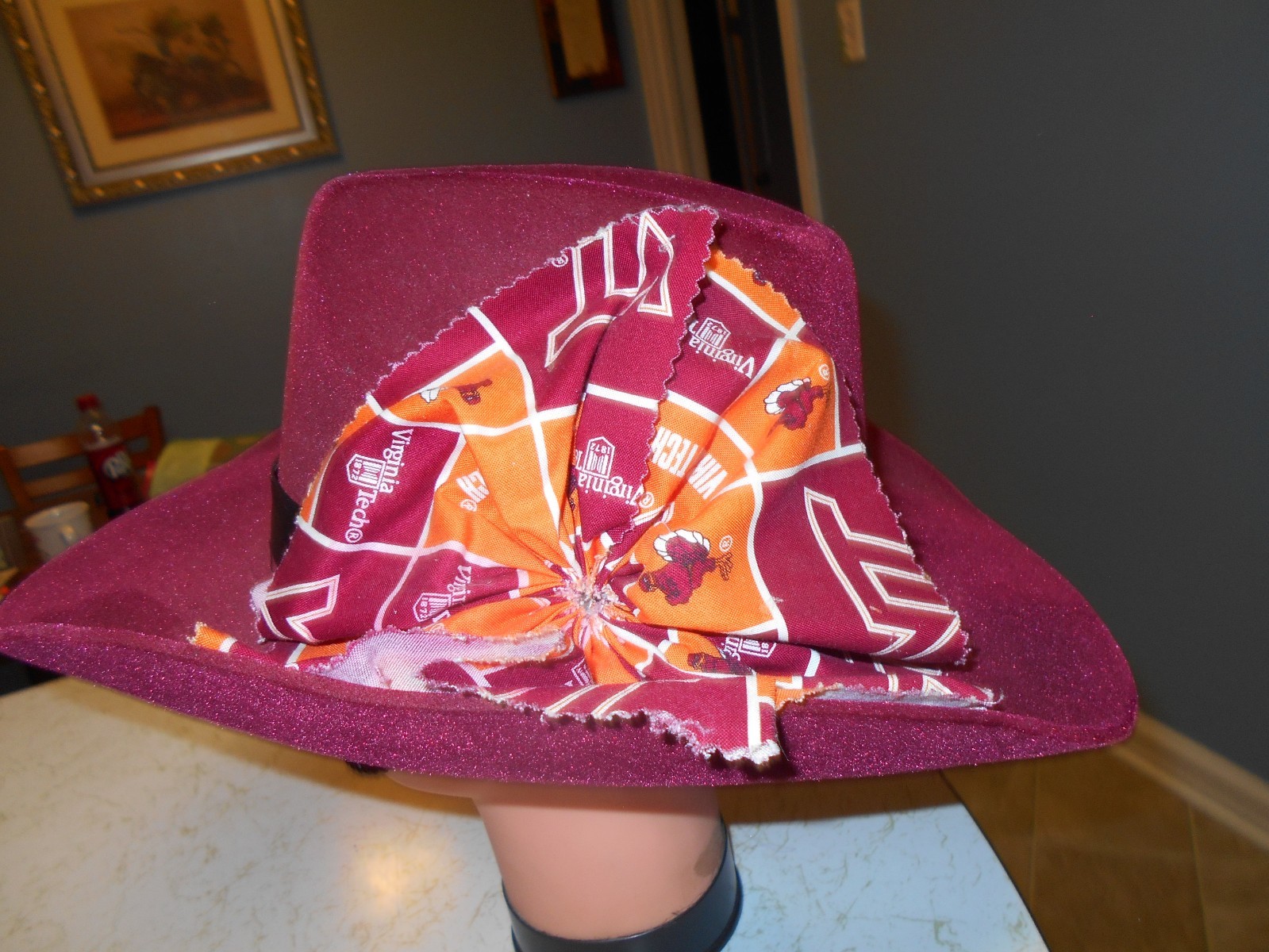 WESTERN BURGUNDY WOMEN COWBOY HAT WITH BOW WITH VIRGINIA TECH HOOKIE ...