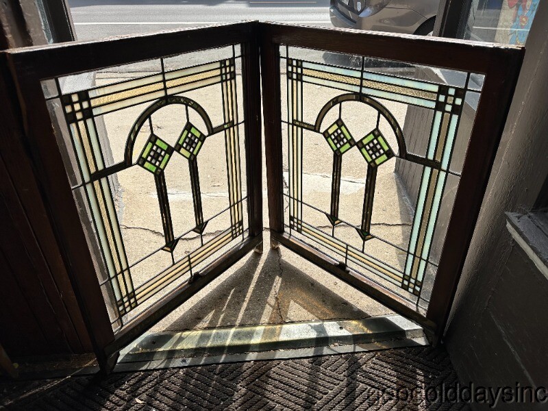 Pair of Antique 1920s Chicago Bungalow Stained Glass Windows 34" by 28 ...