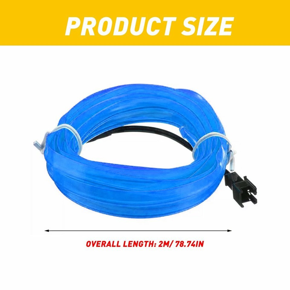 2m Blue LED Car Interior Decorative Atmosphere Wire Strip Light ...