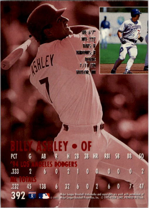 1995 Ultra Baseball Card #392 Billy Ashley | eBay