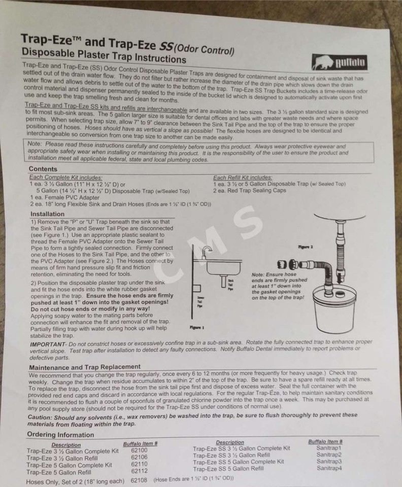 BUFFALO DENTAL BND Classic Disposable Plaster Trap-Eze 5 Gallon COMPLETE KIT New | eBay