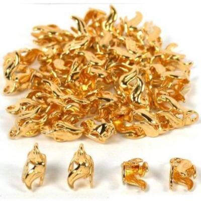40 Gold Plated Bead Caps Necklace Chain Bail Pendants 10mm | eBay