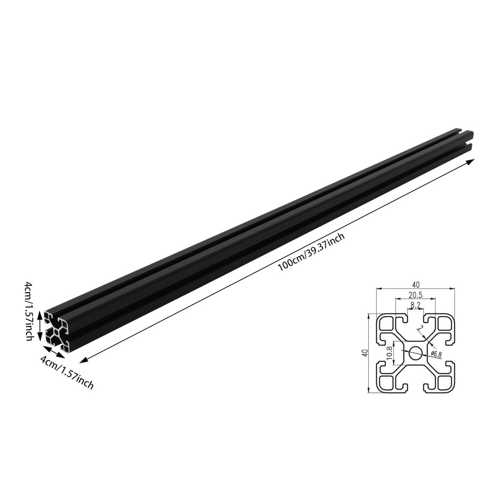 Aluminum T-slot 4040 extruded profile 40x40mm Length 1000mm, 4 pieces ...