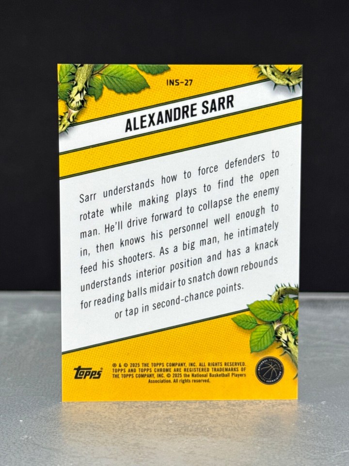 Alexander Sarr Gold /50 2024-25 Topps Chrome NBA RC Instinct Rookie ...