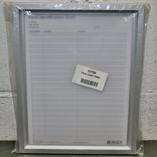Brady Valve Chart Frame 23309, 8" x 11" Identification Tag Charts ...