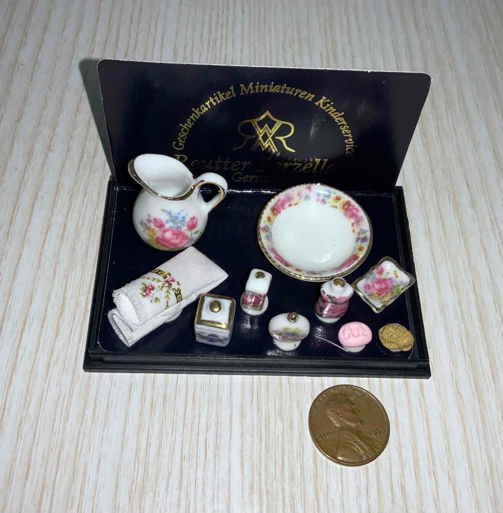 MINIATURE DOLLHOUSE 1:12 SCALE REUTTER DRESDEN ROSE BATH ACCESSORIES ...