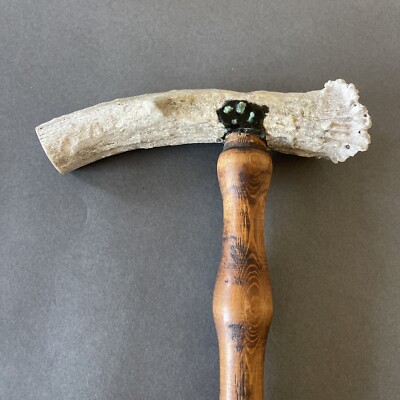 deer antler handle walking stick cane smooth wood shaft USA 35.5in ...