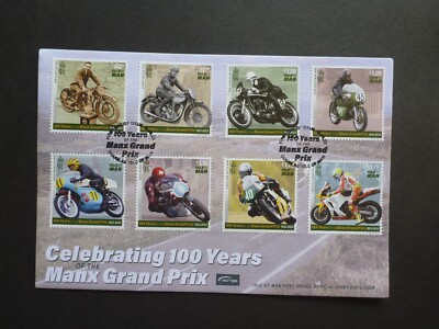 ISLE OF MAN 2023 100yrs Of The Manx Grand Prix Set 8 Stamps First Day ...