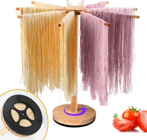 Pasta Drying Rack, 10-Arm Rotary Wooden Spaghetti Noodle Dryer Rack for ...