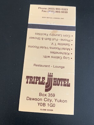 Vintage Canada Matchbook: “Triple J Hotel” Dawson City, Yukon | eBay