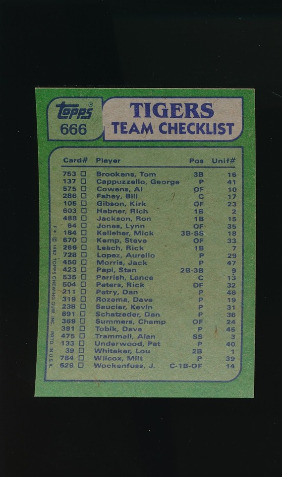 1982 Topps #666 Detroit Tigers Leaders * Steve Kemp/Dan Petry * NM * | eBay