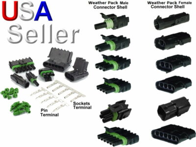 Delphi Weather Pack Connector Kit Sealed Seals Terminals Pigtails Male ...