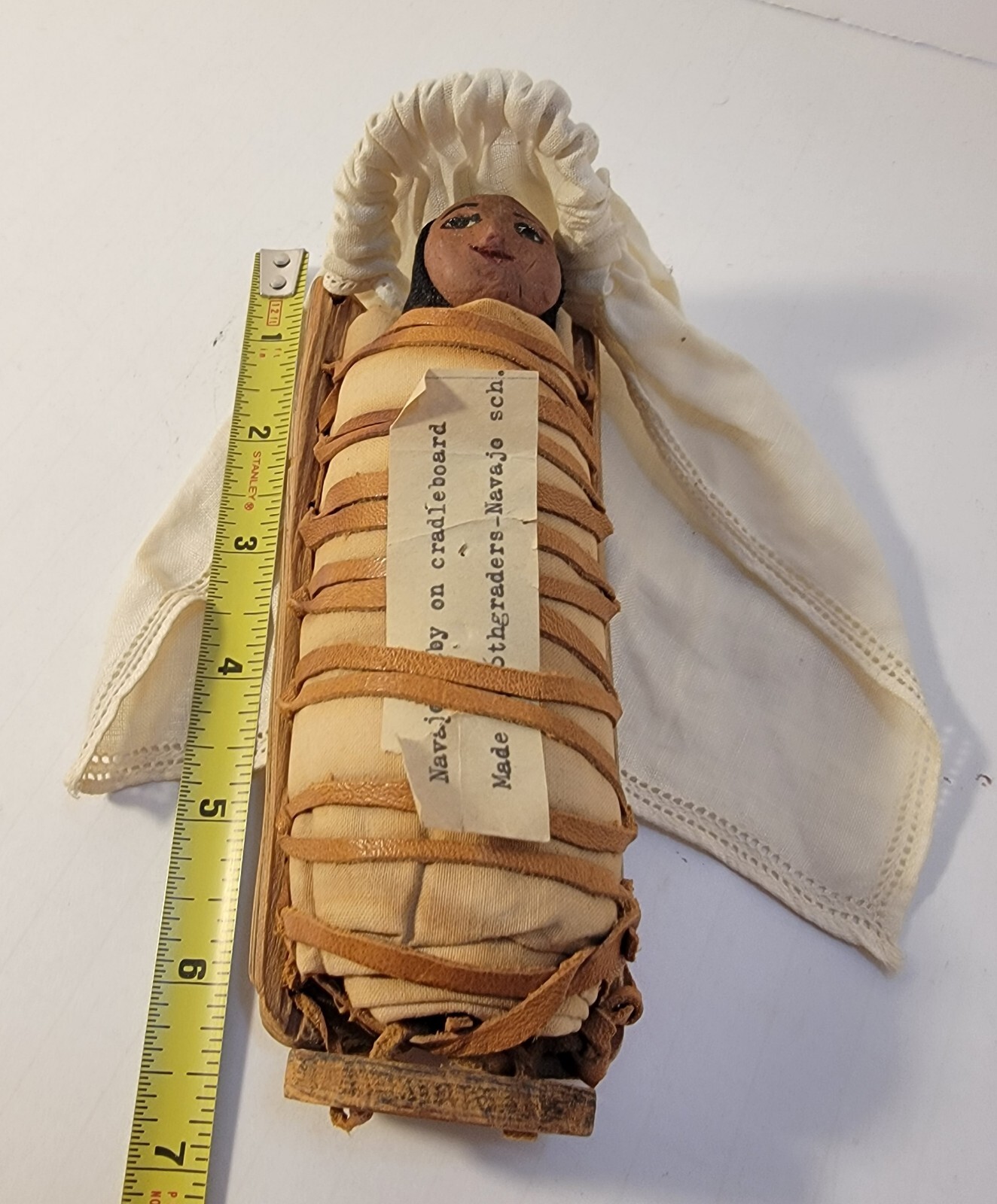 Vintage Native American Navajo School Cradleboard Papoose & Baby ...