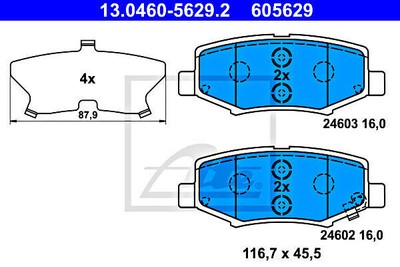 Disc Brake Pad Set ATE Fits JEEP Cherokee Wrangler III 68003776AA | eBay