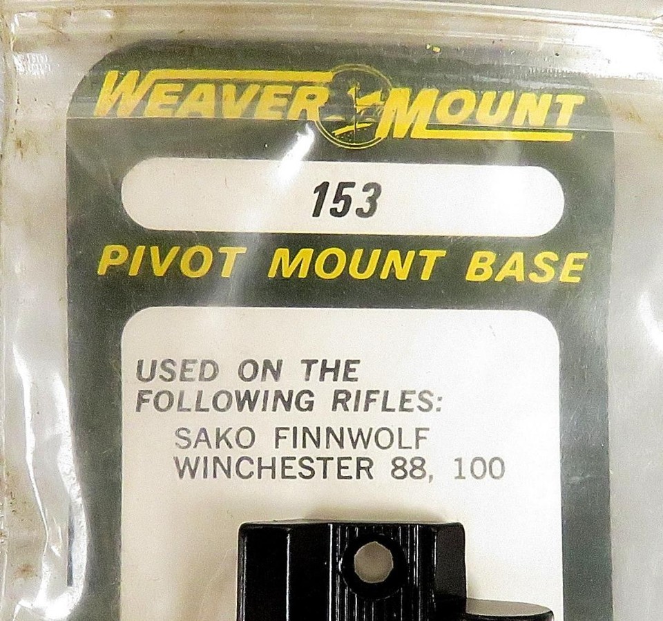 WINCHESTER MODEL 88 100 WEAVER 153 PIVOT SCOPE MOUNT BASE Pump Rifle ...