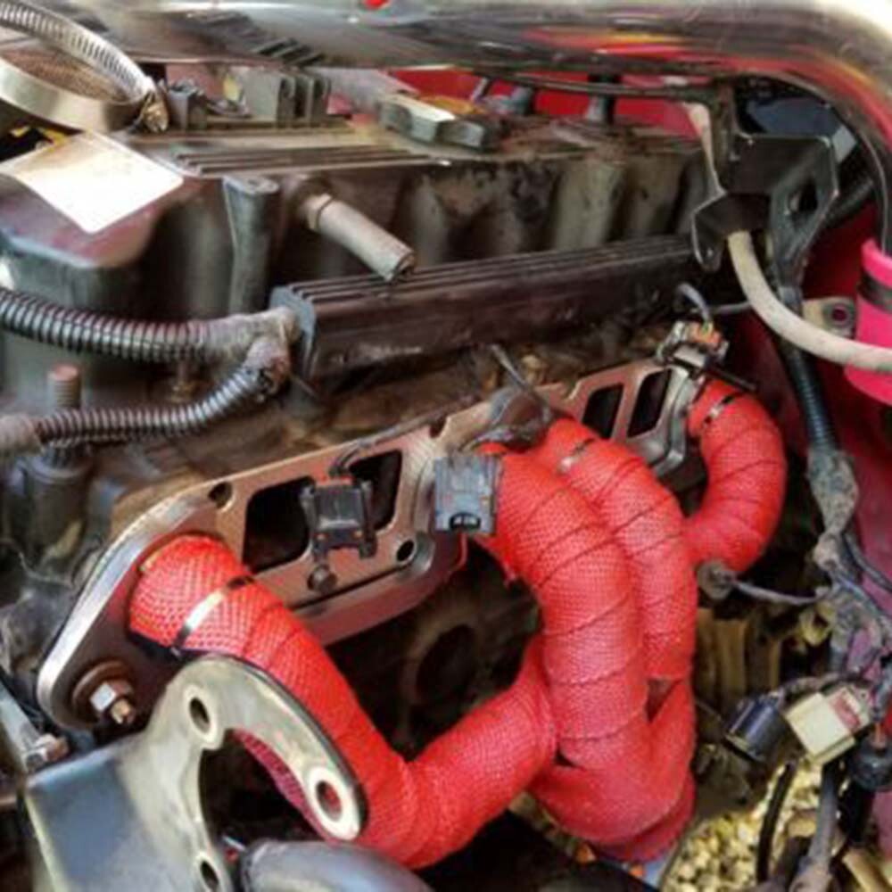 2 Roll x 2" 50FT Red Exhaust Wrap Manifold Header Fiberglass Isolation ...