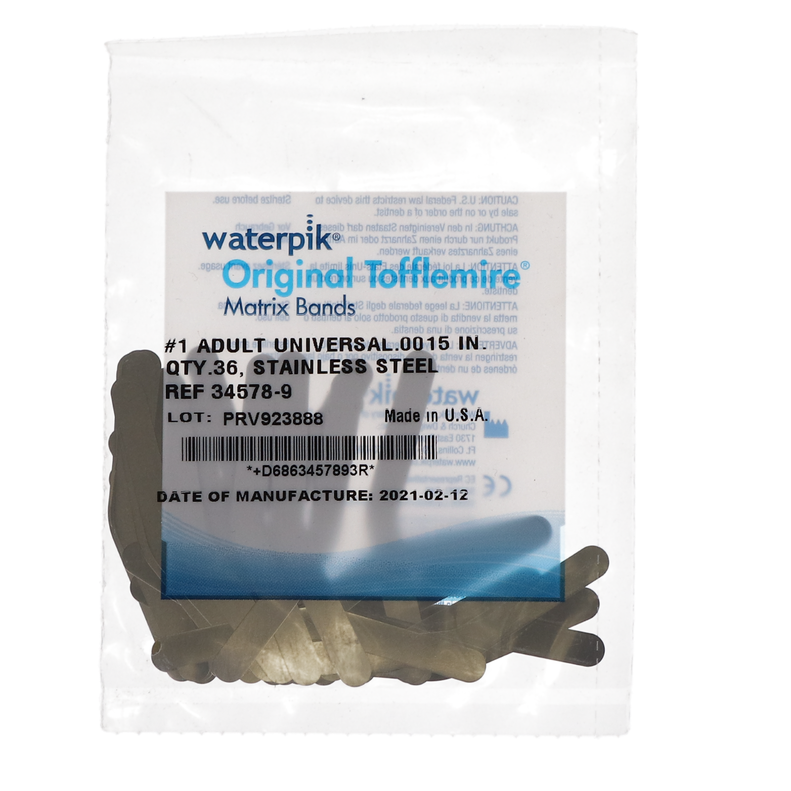 WaterPik Original Tofflemire Matrix Bands #1 Adult Universal .0015 36 ...