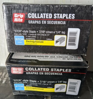 (2) Grip Rite Collated Staples 7/16"x1/4" leg Electrogalvanized ...